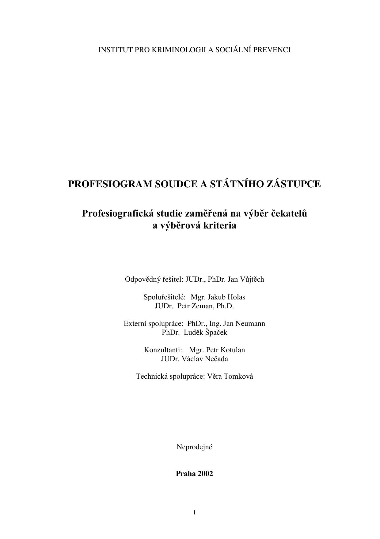 Profesiogram soudce a státního zástupce. Profesiografická studie ...