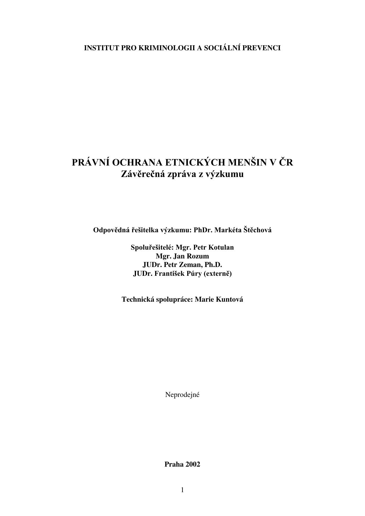 Právní ochrana etnických menšin v ČR